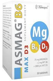 Asmag B6 Max D3, 50 tabletek - Magnez - Apteka Internetowa Lek24.pl