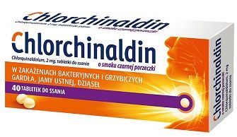 Chlorchinaldin 2mg, smak czarnej porzeczki, 40 tabletek do ssania - Ból ...