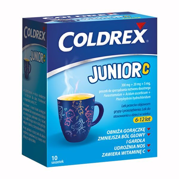 Coldrex Junior C, proszek, dla dzieci w wieku 6-12 lat, 10 saszetek ...
