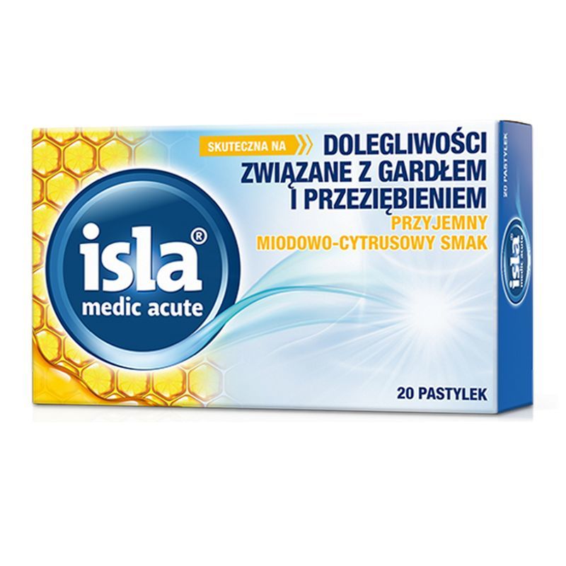 Isla Medic acute miodowo-cytrusowa, 20 pastylek do ssania - Ból gardła ...