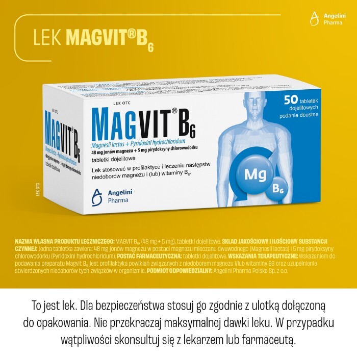 Magvit B6 (48mg+5mg), lek z magnezem i witaminą B6, 50 tabletek ...