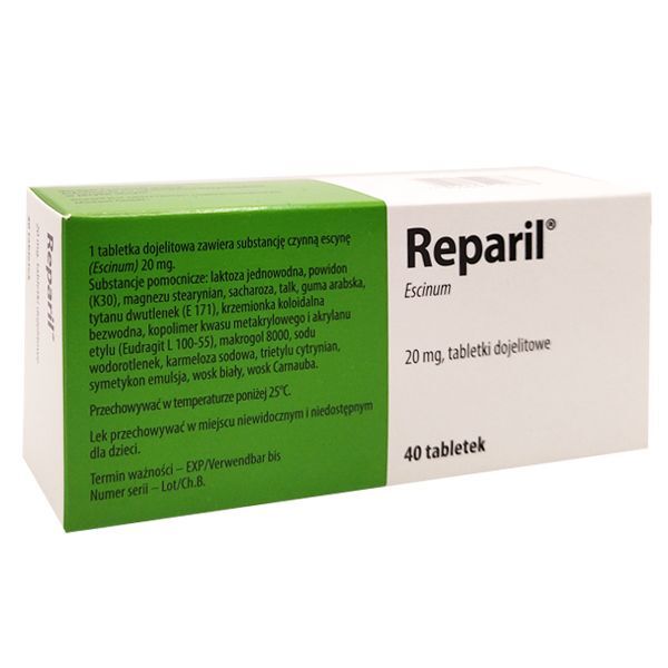 Reparil 20mg, 40 tabletek IR* - Żylaki, opuchnięte nogi - Apteka ...