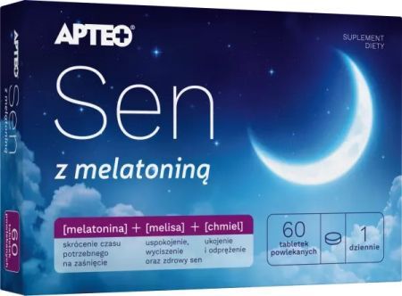 Sen z melatoniną Apteo, 60 tabletek - Bezsenność - Apteka Internetowa ...