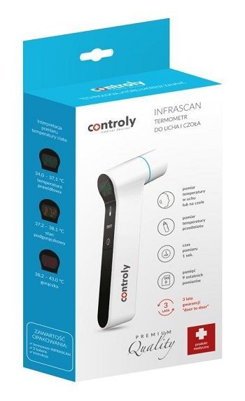 Termometr elektroniczny do ucha i czoła, Controly Infrascan Hydrex, 1 ...
