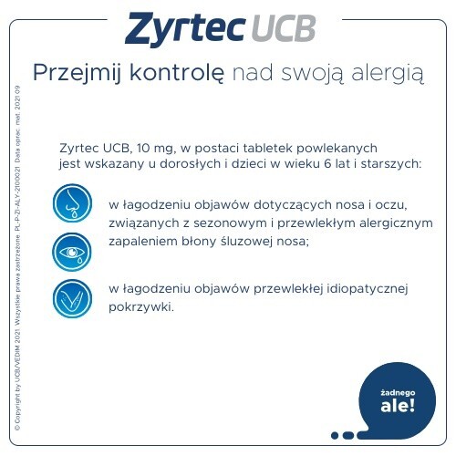Zyrtec UCB 10mg, 10 tabletek - Alergia - Apteka Internetowa Lek24.pl